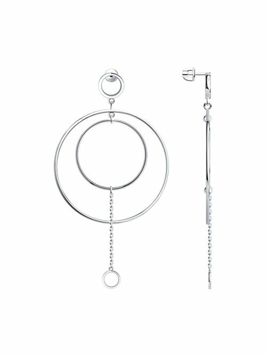 Серьги пусеты, серебро, 925 проба, родирование