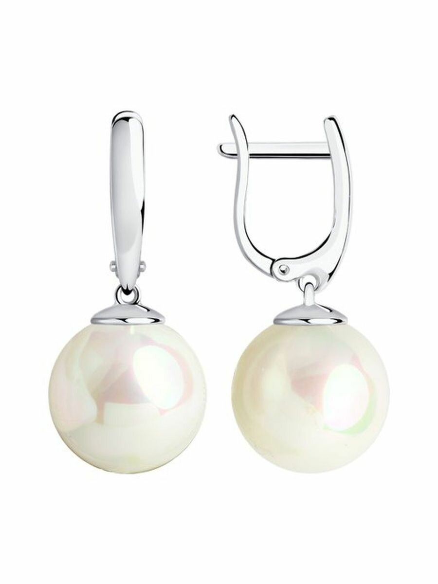 Серьги, серебро, 925 проба, родирование, жемчуг имитация