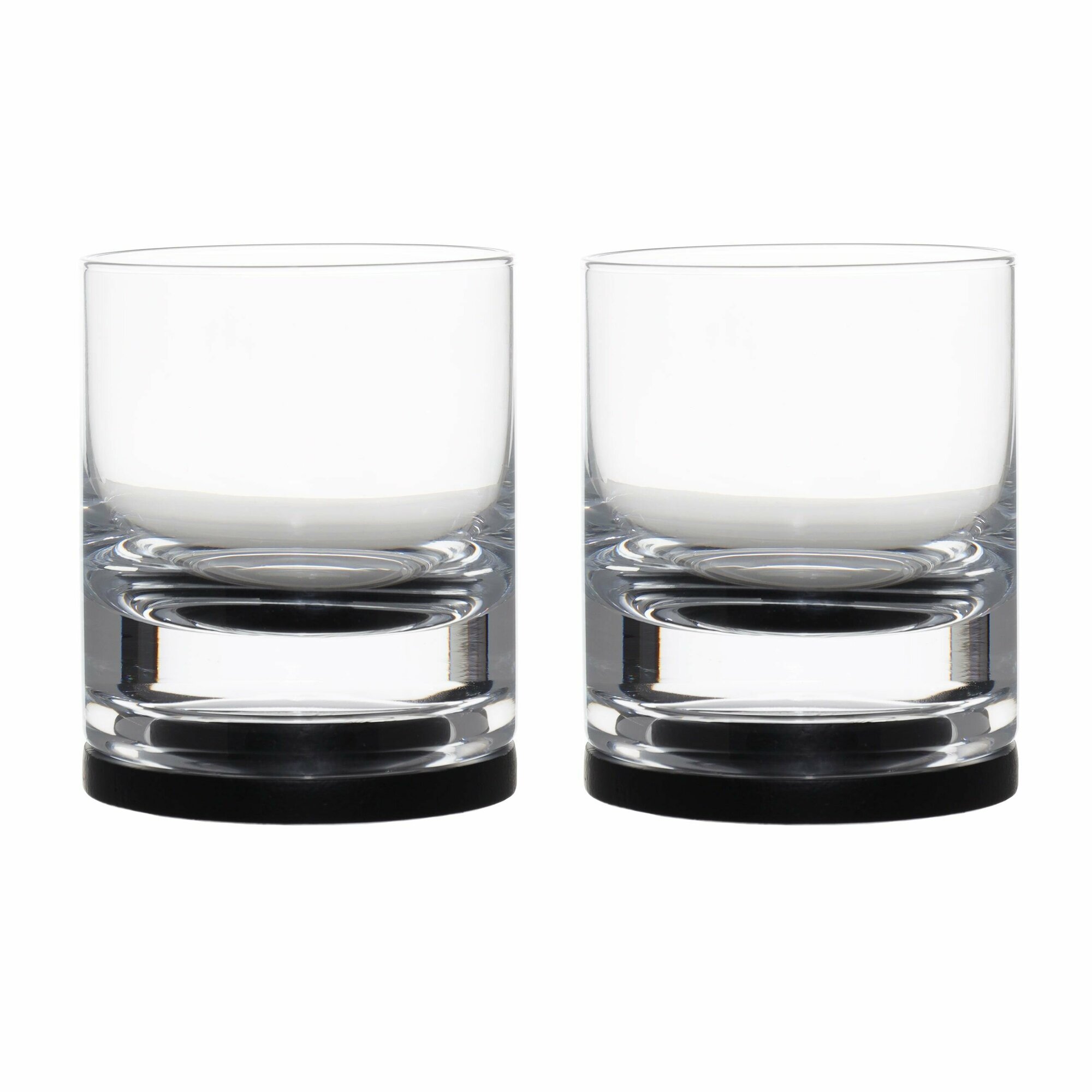 Стакан для виски, 340 мл, 2 шт, на подставке, стекло/дерево, Clear