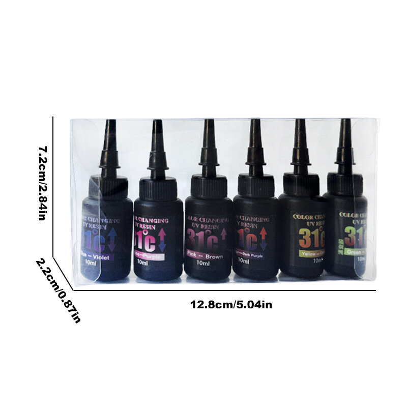 Набор УФ-смолы, изменяющей температуру, 6 цветов