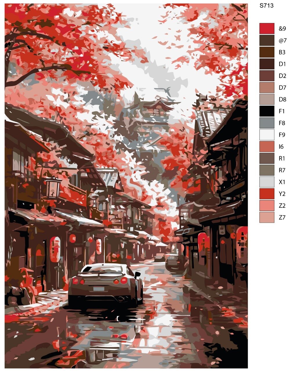 Картина по номерам BRUSHES-PAINTS "Спортивные машины в Японии" S-713 40x60 см