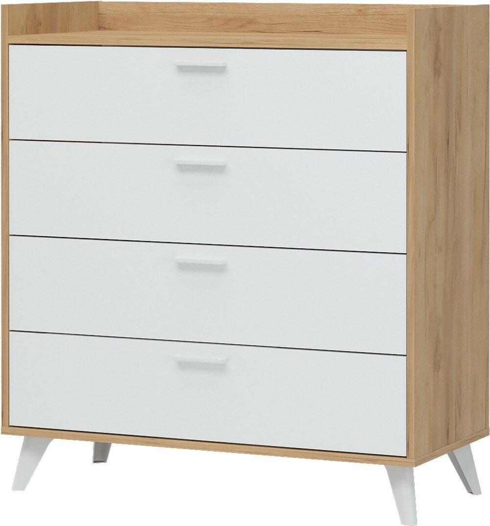 Комод для одежды ирис КМ-01 93,5х102х42,5 см, цвет дуб крафт золото/белый