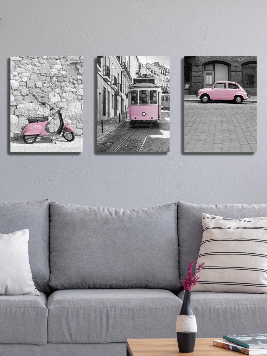 Картины на холсте LOFTime 3 шт города РОЗ 30Х40 К-118-3040