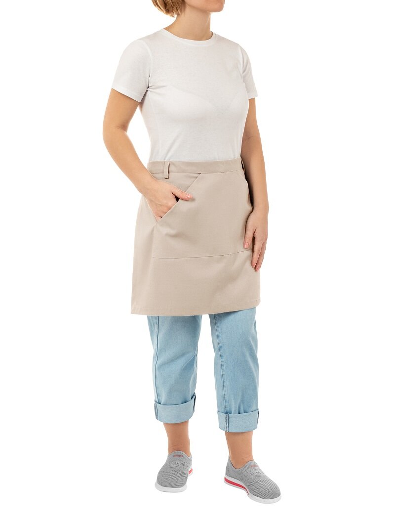 Фартук рабочий поясной унисекс из плотной хлопкосодержащей ткани"крым" бежевый