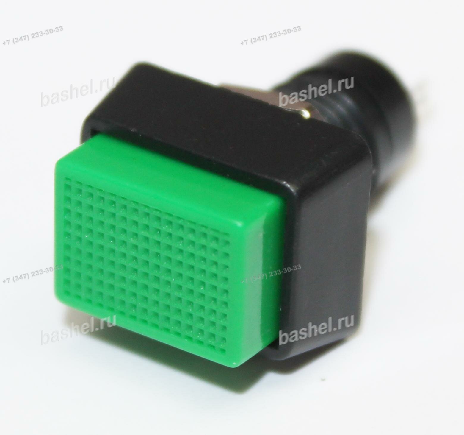Кнопка PBS-22A прямоуг, короткая, с фиксацией, ON-OFF, зелёная