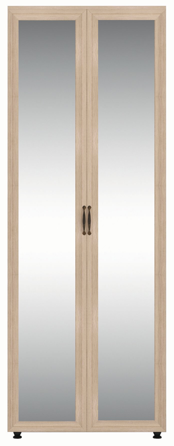 Шкаф двухстворчатый с зеркалами Серия "Гармония"- "Виктория" (ЛДСП шимо светлый с накладками МДФ) (Премиум) (Премиум)