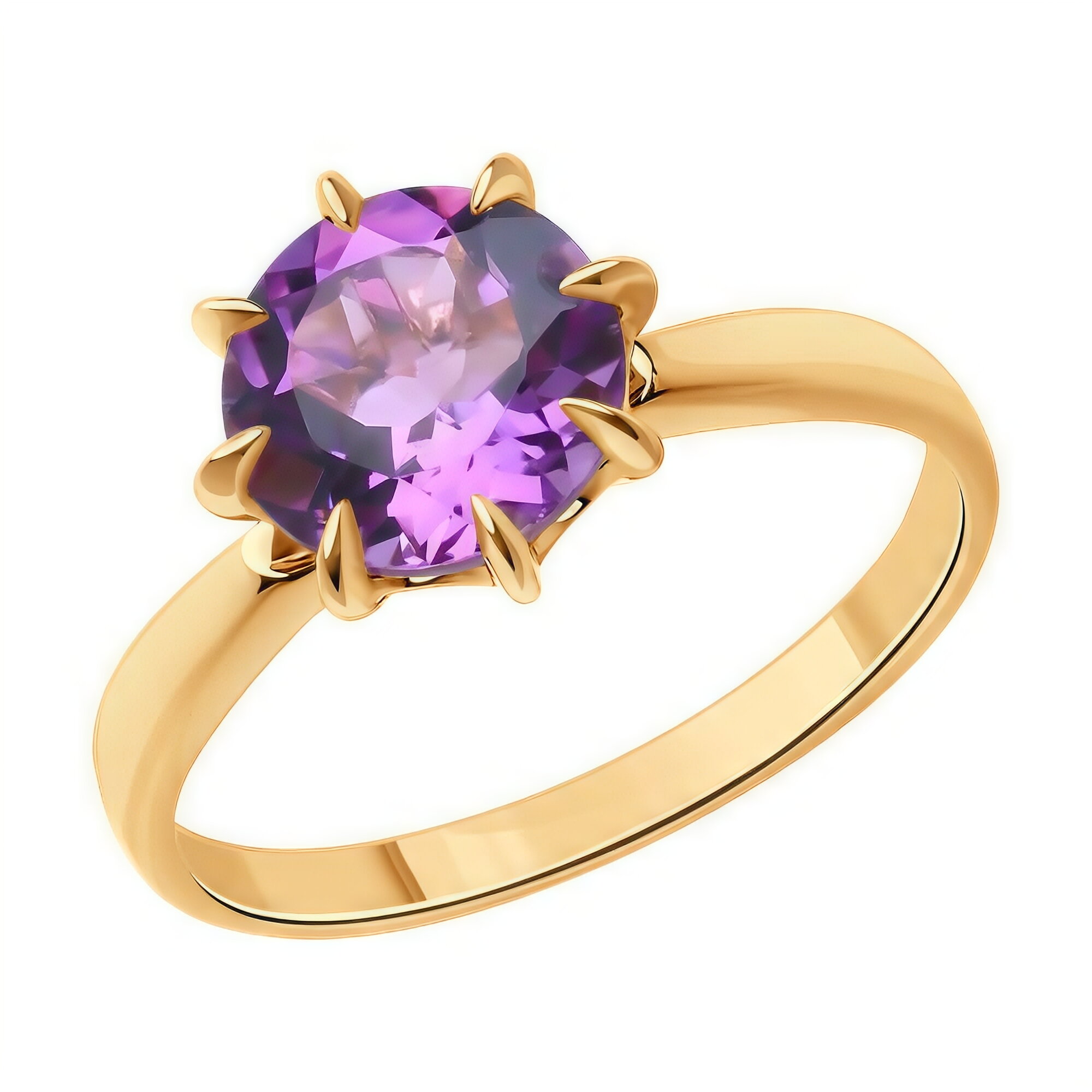 Кольцо, красное золото, 585 проба, аметист