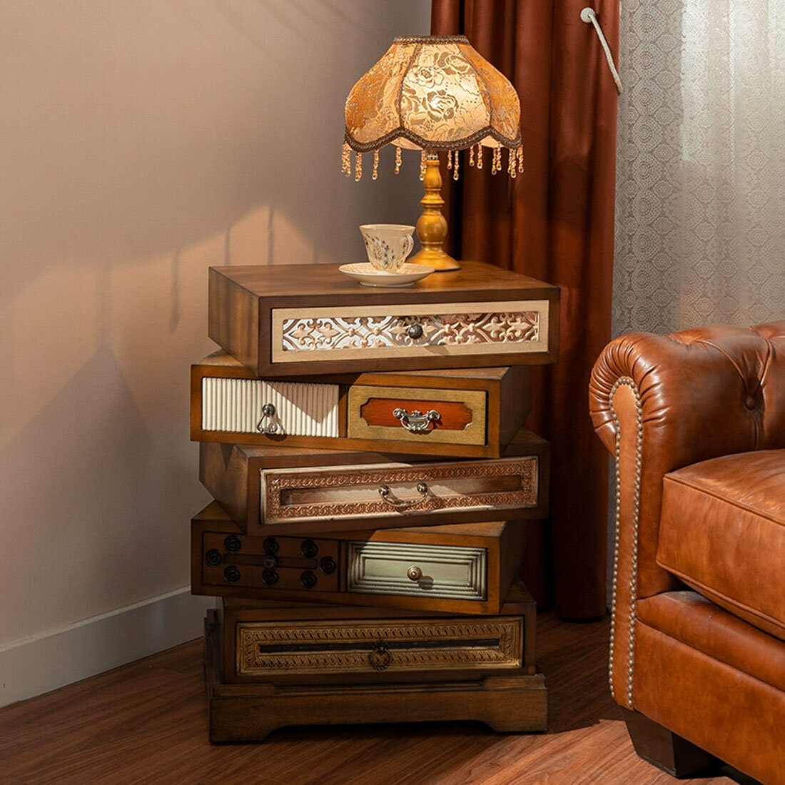 Винтажный вращающийся комод Teatro (коричневый)