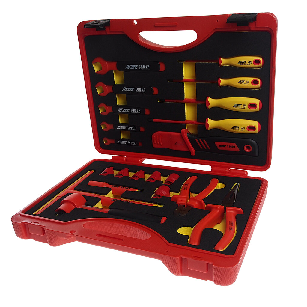 JTC Набор инструментов 22 предмета слесарно-монтажный 3/8" 10-24 мм изолированных в кейсе JTC-I017