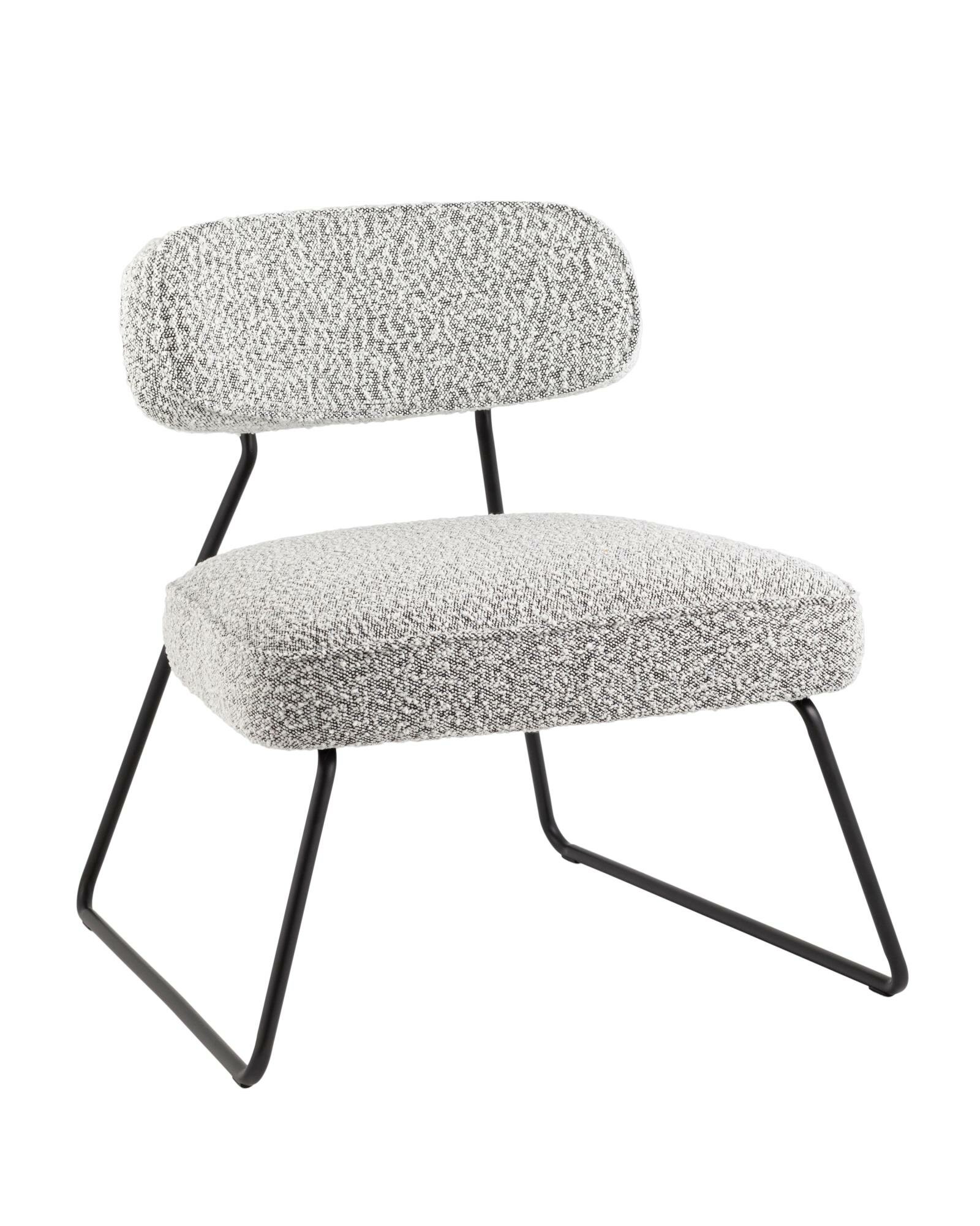 Кресло лаунж Kate STOOL GROUP серый, ткань, металл, мягкое сиденье, без подлокотников