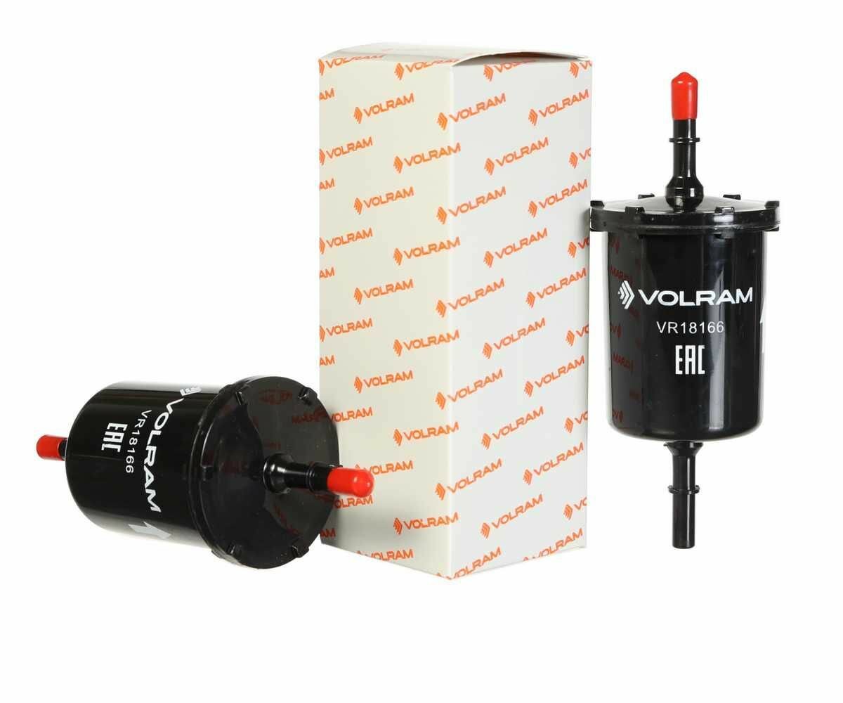 Фильтр топливный Volram VR18166 пласт корпус с защелками под штуцер Lada ВАЗ 2110-2115, 2123, 21214, Калина/Kalina, Приора/Priora, Гранта/Granta; УАЗ Профи дв. ZMZ-PRO