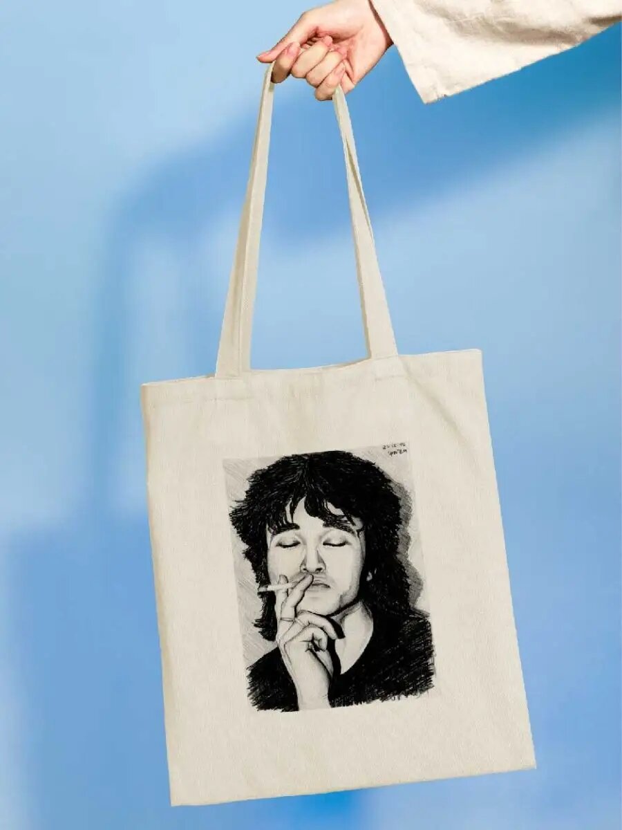 Сумка шоппер  женская с принтом холщевая Виктор Цой, Кино