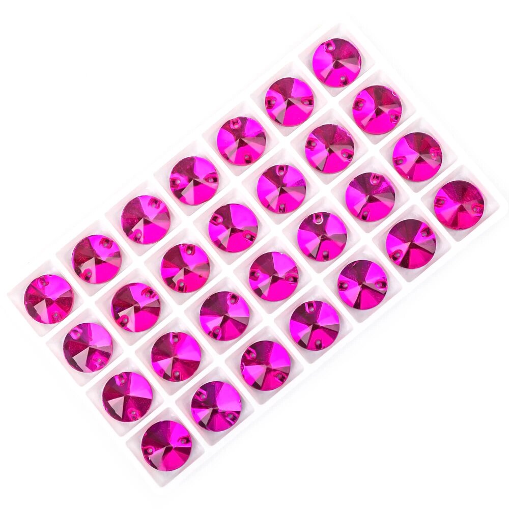 Круглые стеклянные кристаллы 10 мм для декора Розовый, rose red