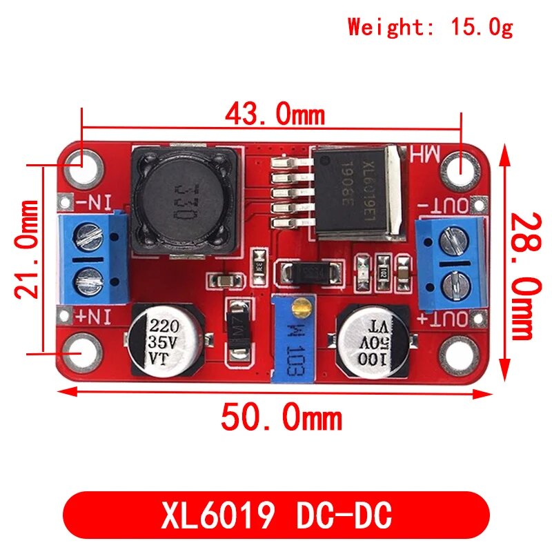 Преобразователь напряжения Si Tai&SH XL6009/XL6019 4A Красный, XL6019 5A