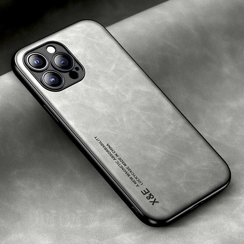 Роскошный кожаный магнитный чехол для iPhone 14 13 12 11 Pro Серый, Light Gray, For iPhone SE 2020