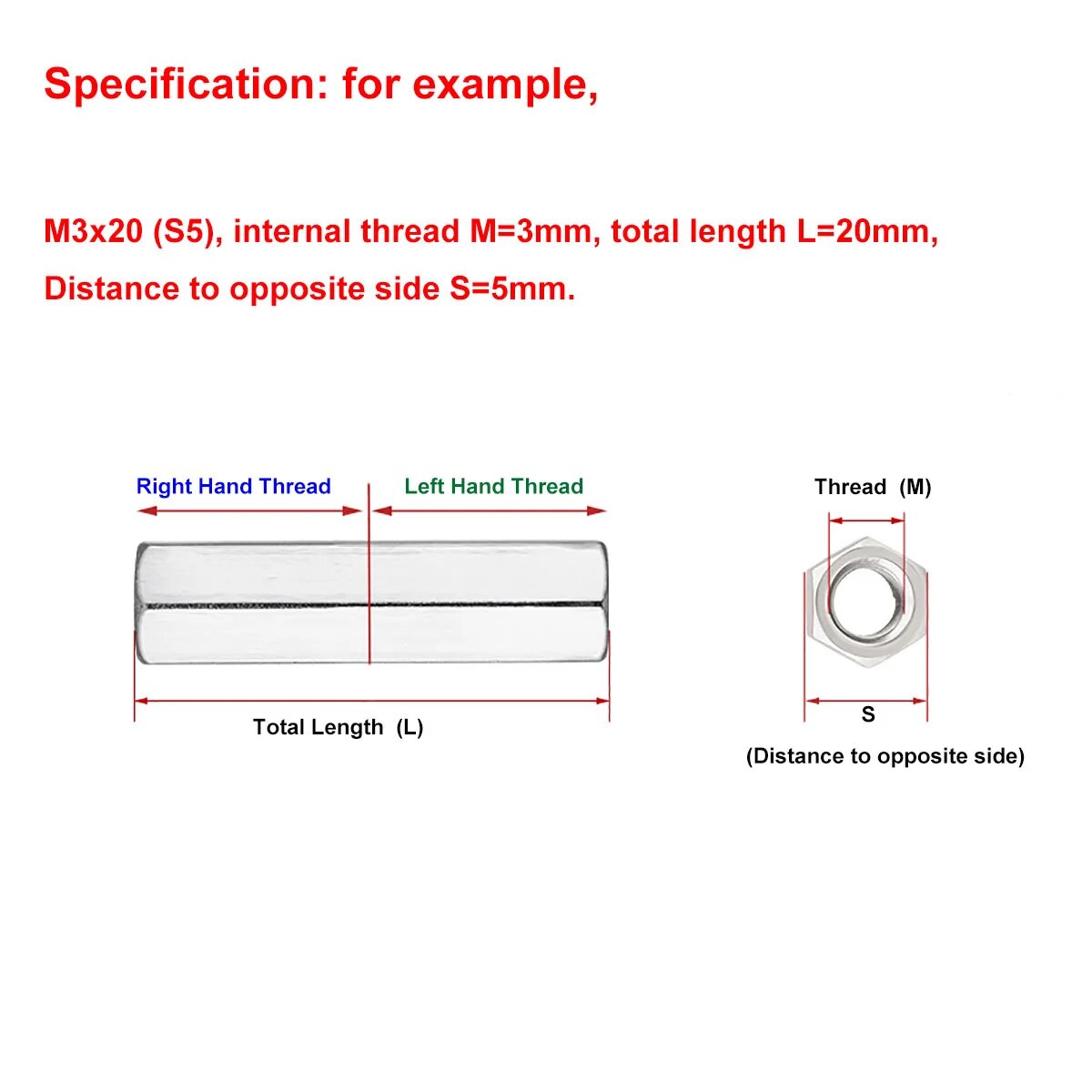 Гайки соединительные GooBetter нержавеющая сталь M3-M20 1Pcs M8x50 (S13)