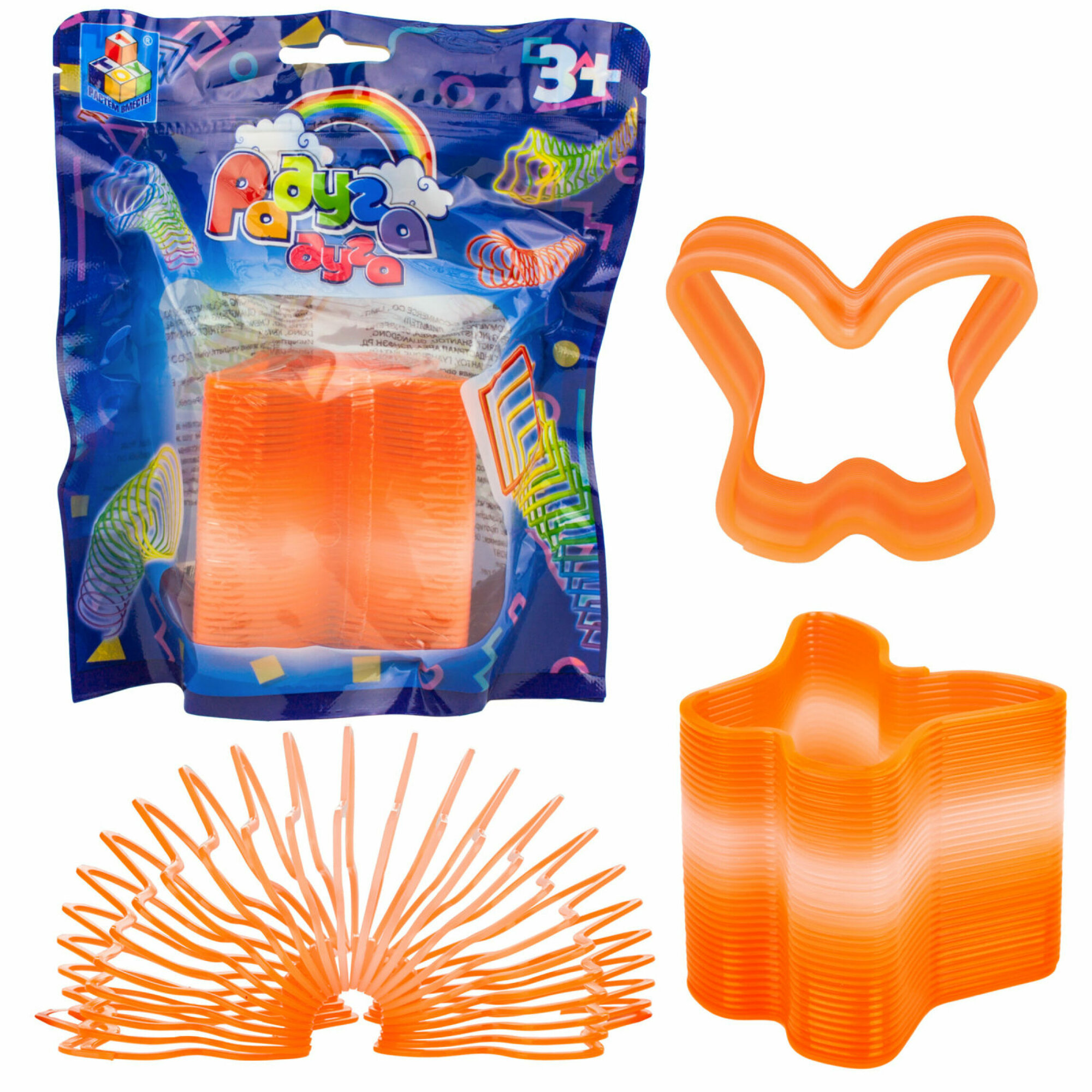 Пружинка 1TOY Радуга-дуга бабочка 6*7 см, в ассортименте 1шт