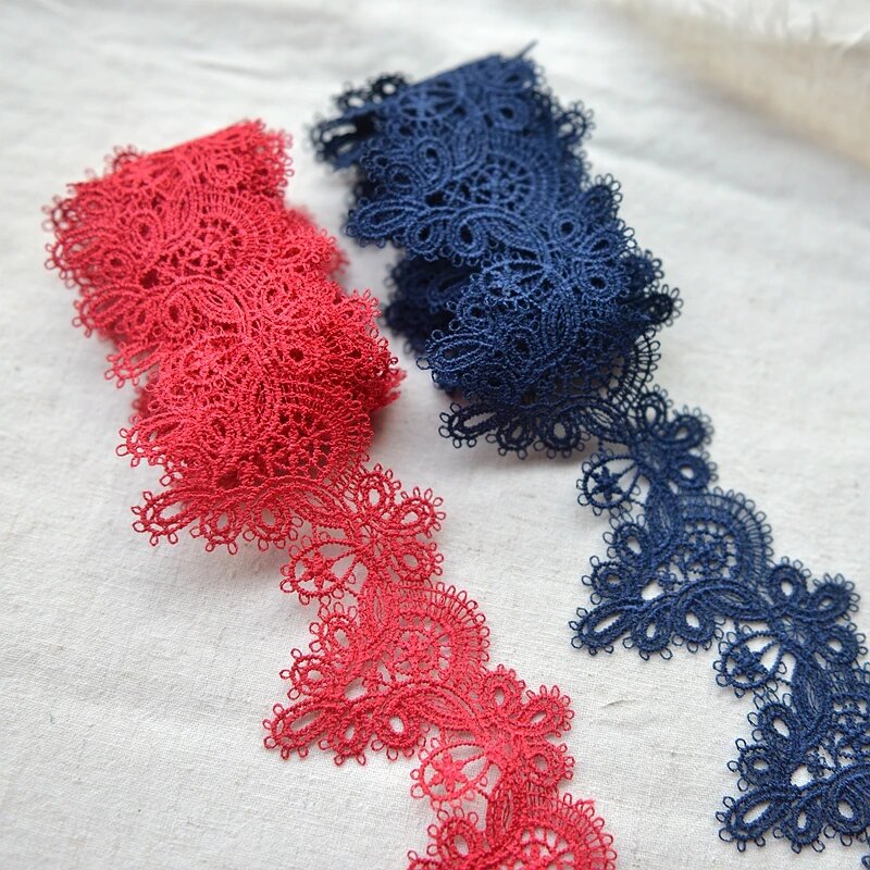Кружевная лента YAYA HOUSE, 5.3 см, красный/синий, полиэстер/хлопок Красный