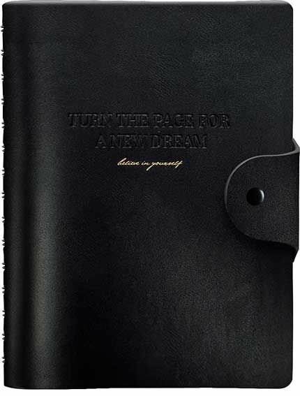 Бизнес-тетрадь InFolio А5 96 листов, Спираль "Cozy" Black, Кожзам, Клетка, Тиснение Фольгой (I1670/black)