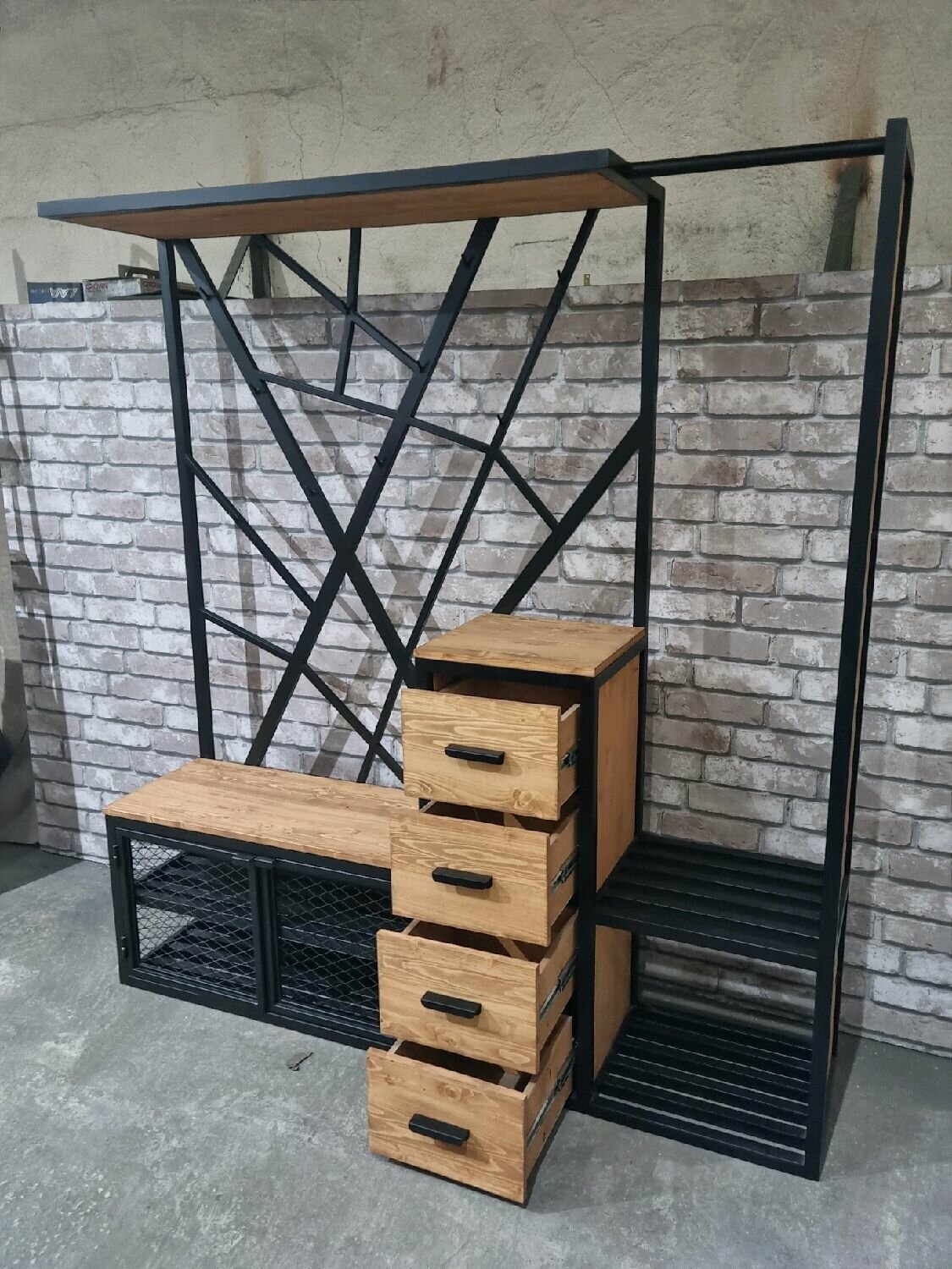 Гардеробная "EasyLOFT" в стиле лофт, вешалка, 180х40х200 см.