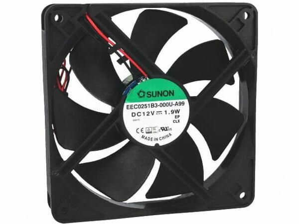 Вентилятор SUNON EEC0251B3-A99, 12 В DC, 120 x 120 x 25 мм, подшипник качения, 127,42 куб. м/ч, 34 дБА