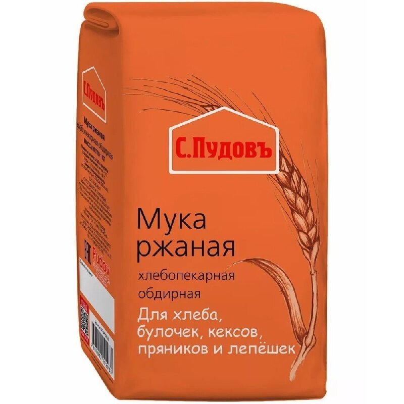 Мука С. Пудовъ ржаная обдирная ГОСТ бум/пак 1кг