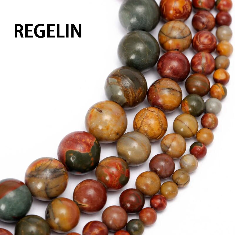 REGELIN Бусины из яшмы Пикассо 4-12 мм 4MM
