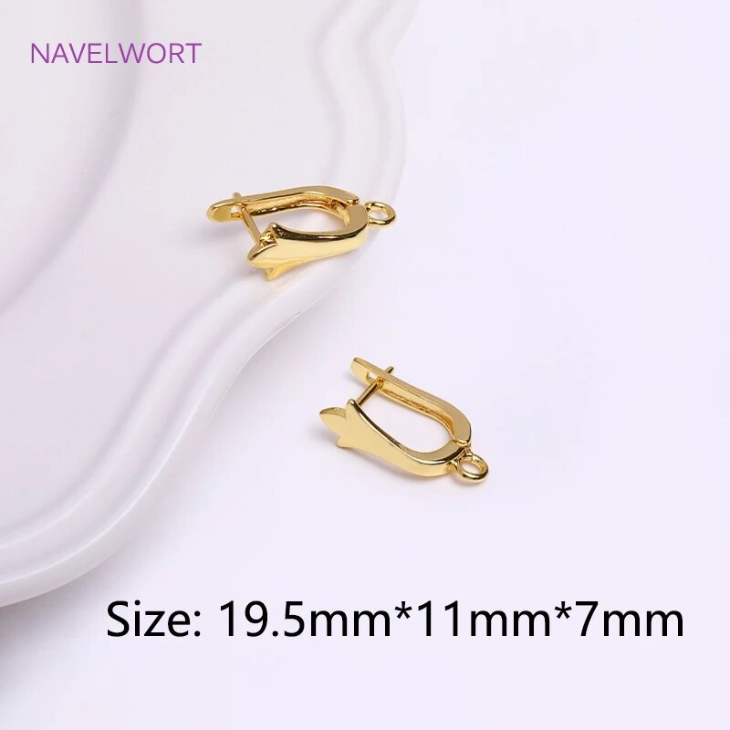 Фурнитура для сережек, латунные крючки с позолотой 18 карат, NAVELWORT, 8 4 pieces, 18K gold plated