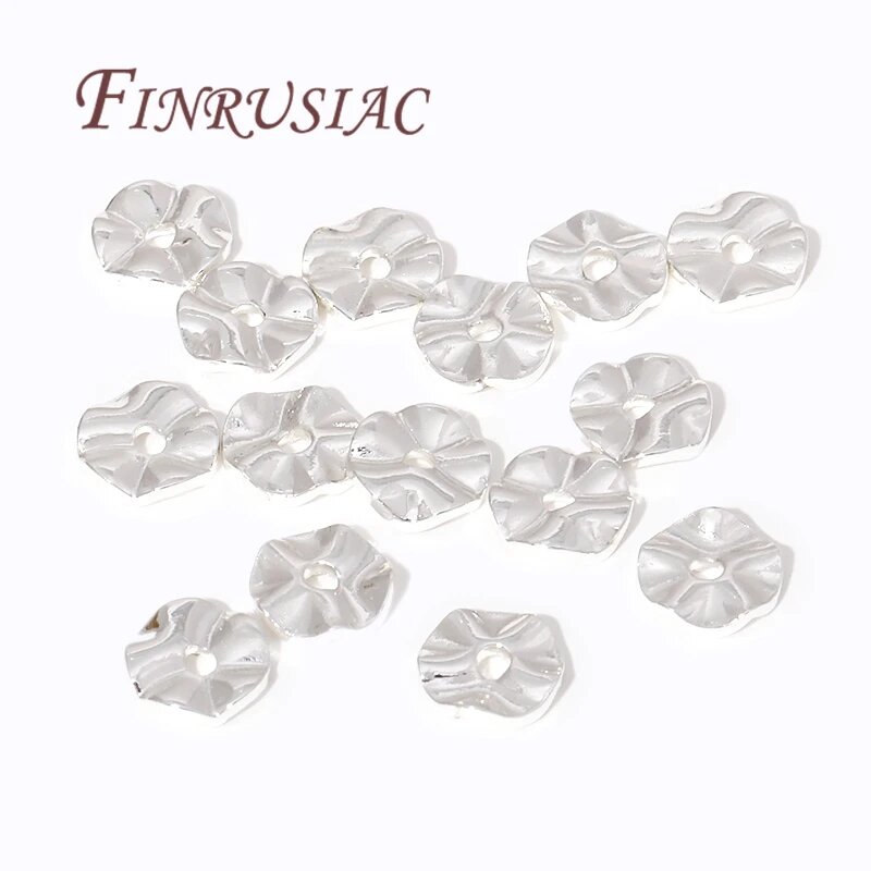 Бусины для браслета/разделители для бусин/Металлические волнистые бусины-разделители с золотым покрытием 14 к/18 к для изготовления ювелирных изделий, разделители для бусин, фурнитура для самодельных браслетов/ожерелий 4mm-50pcs, Silver Plated