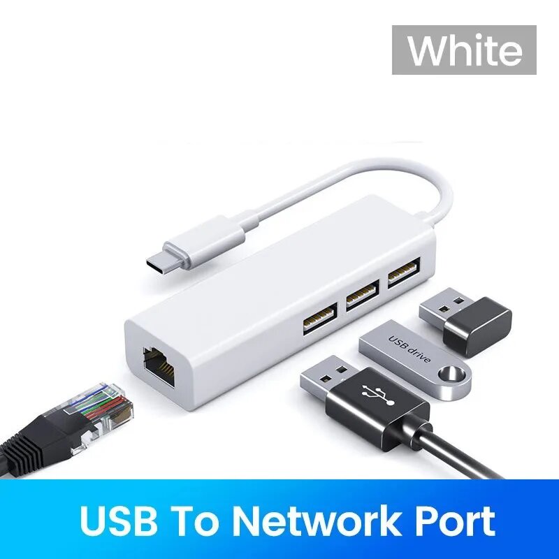 USB Type C адаптер 4 в 1, белый
