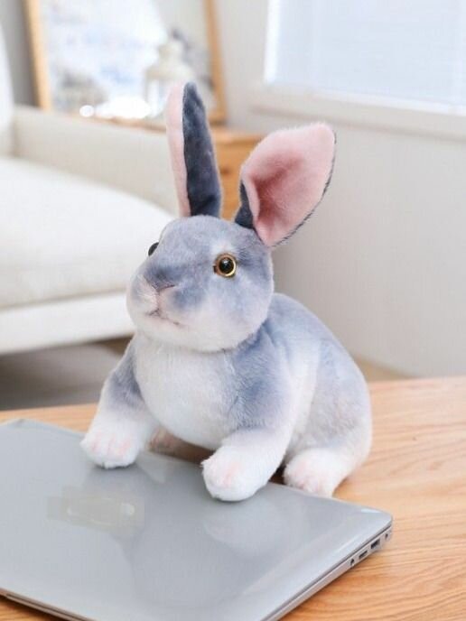 Реалистичный кролик 16 см - Плюшевая игрушка для фото, Пасхи, Нового года и Хэллоуина, декор для дома