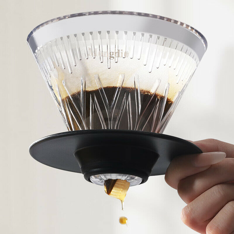 Mongdio Pour-Over Coffee Dripper, V60 Filter Basket, Funnel Filter, V02 Filter Cup, Black Base