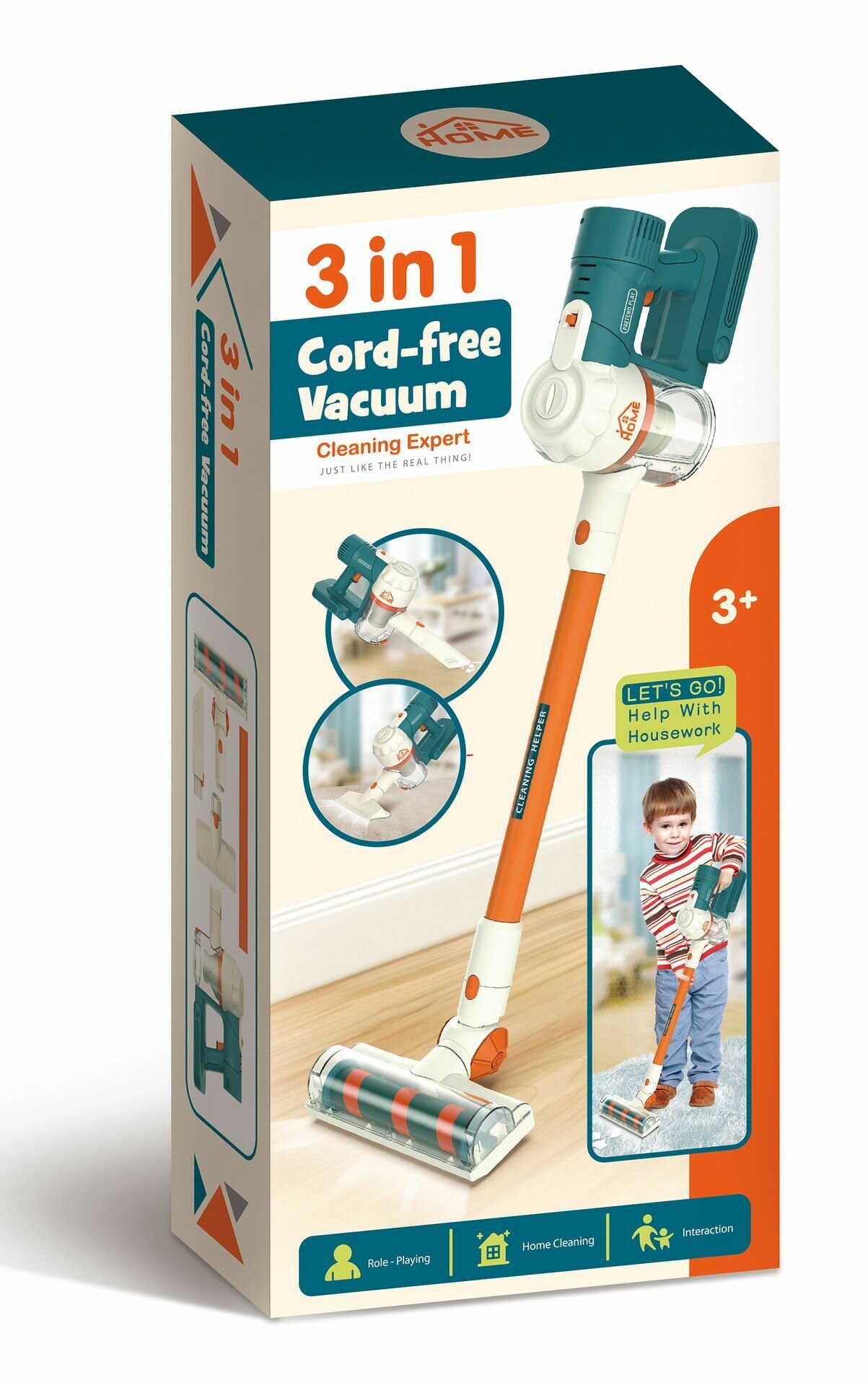 Детский пылесос, пластик, интерактивная, питание от батареек, высота 74 см