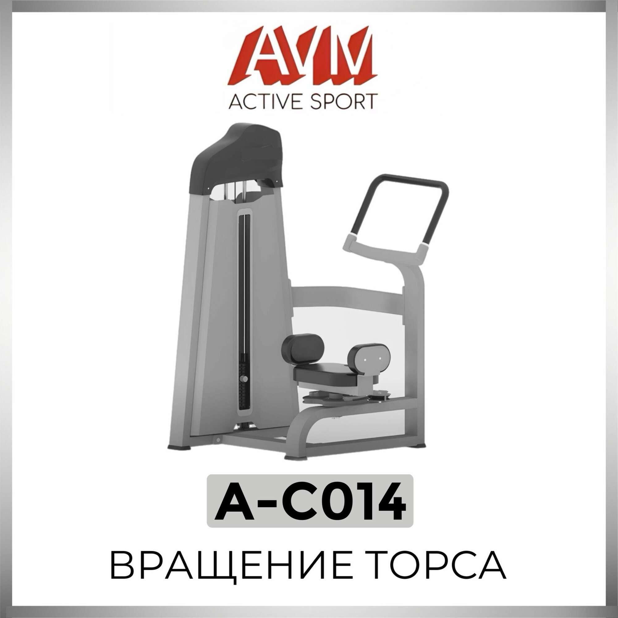 Профессиональный силовой тренажер для зала Вращение торса AVM A-C014 (цвет профиля серый металлик, цвет обивки черный)