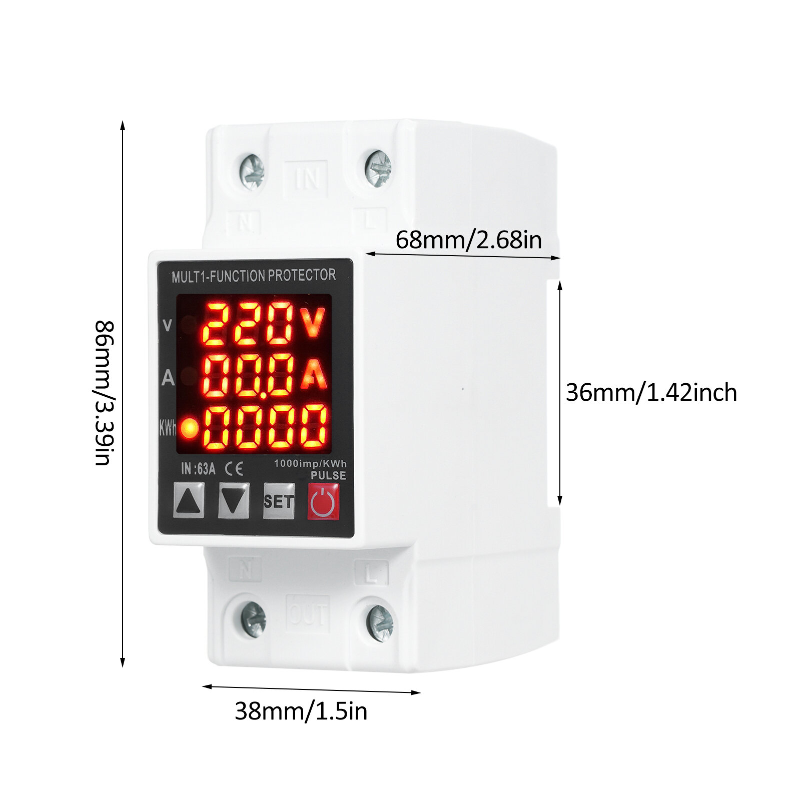 Напряжение переменного тока частота сети коэффициент мощности защита интеллектуальный счетчик три дисплея бытовой счетчик рельсового типа цветной светодиодный экран