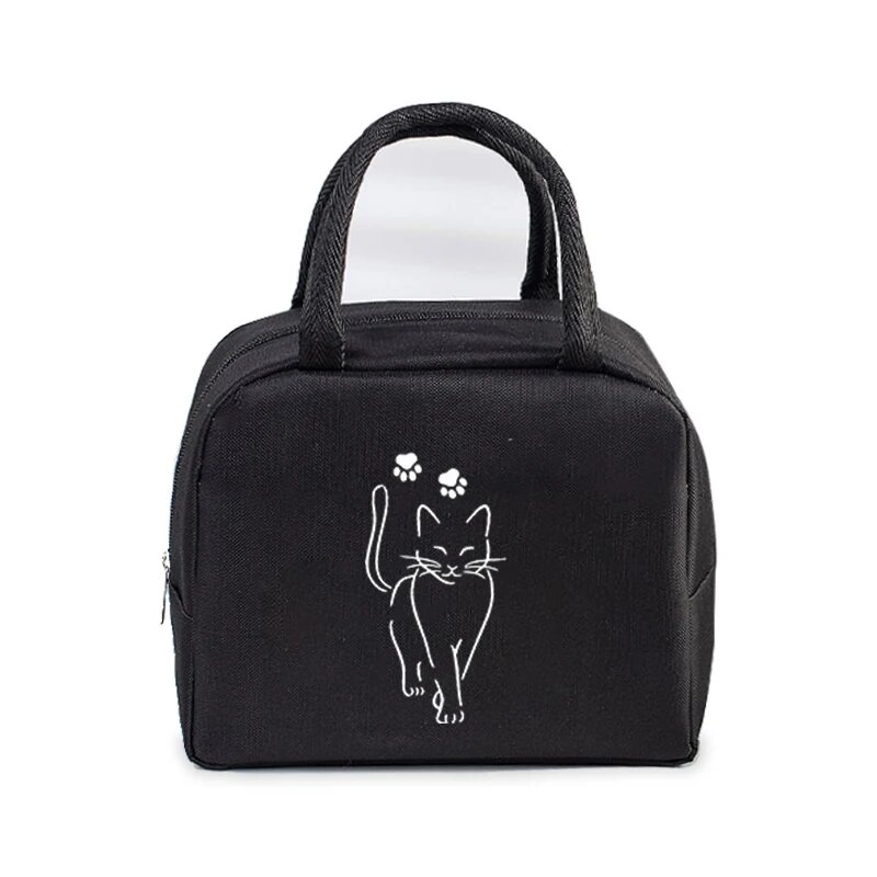 Детская сумка для обеда с героями мультфильмов, забавная термоизоляция с принтом кошачьей лапы, портативная сумка для обеда для женщин и мужчин, сумки-холодильники для еды, свежие сумки для обеда Черный, 7