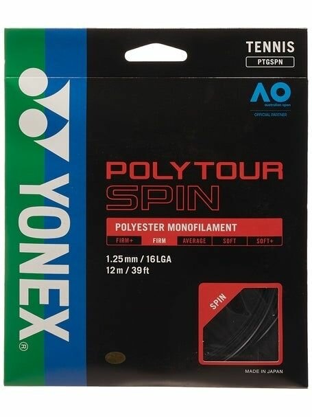 Струна теннисная "Yonex Poly Tour Spin", моно, вращение, 1,25 мм, 12 м, черная