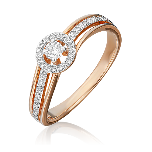 Кольцо, красное золото, 585 проба, бриллиант