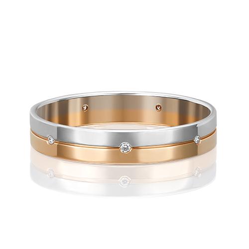 Кольцо, комбинированное золото, 585 проба, бриллиант