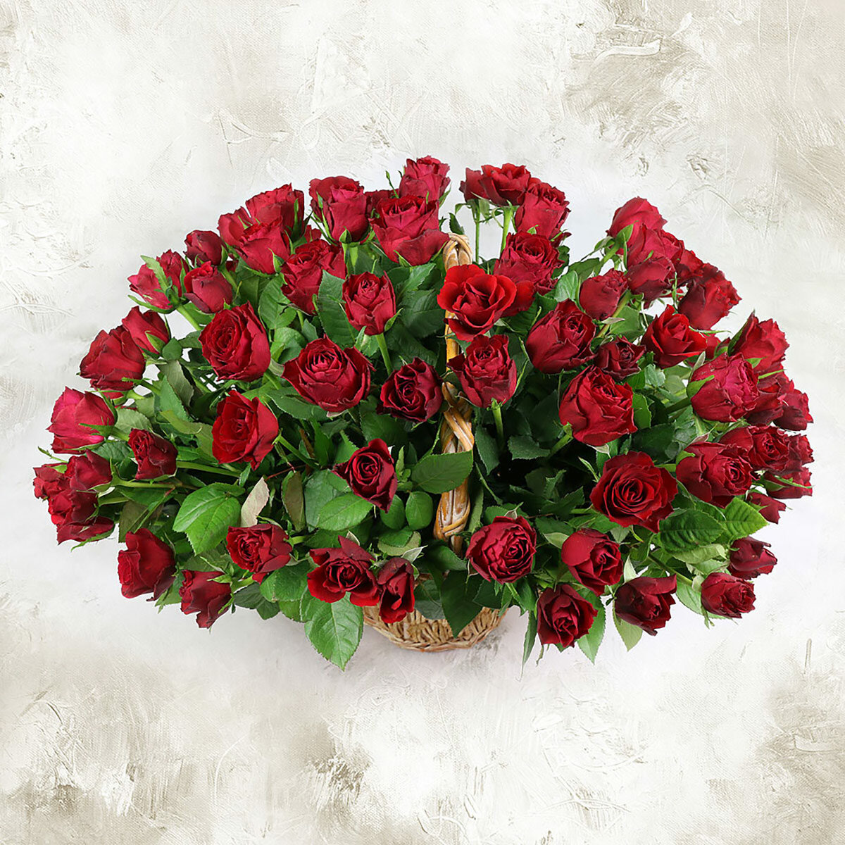 Монобукет Букет Маркет, 101 Красная Роза, в Корзине, Кения, Высота 40см