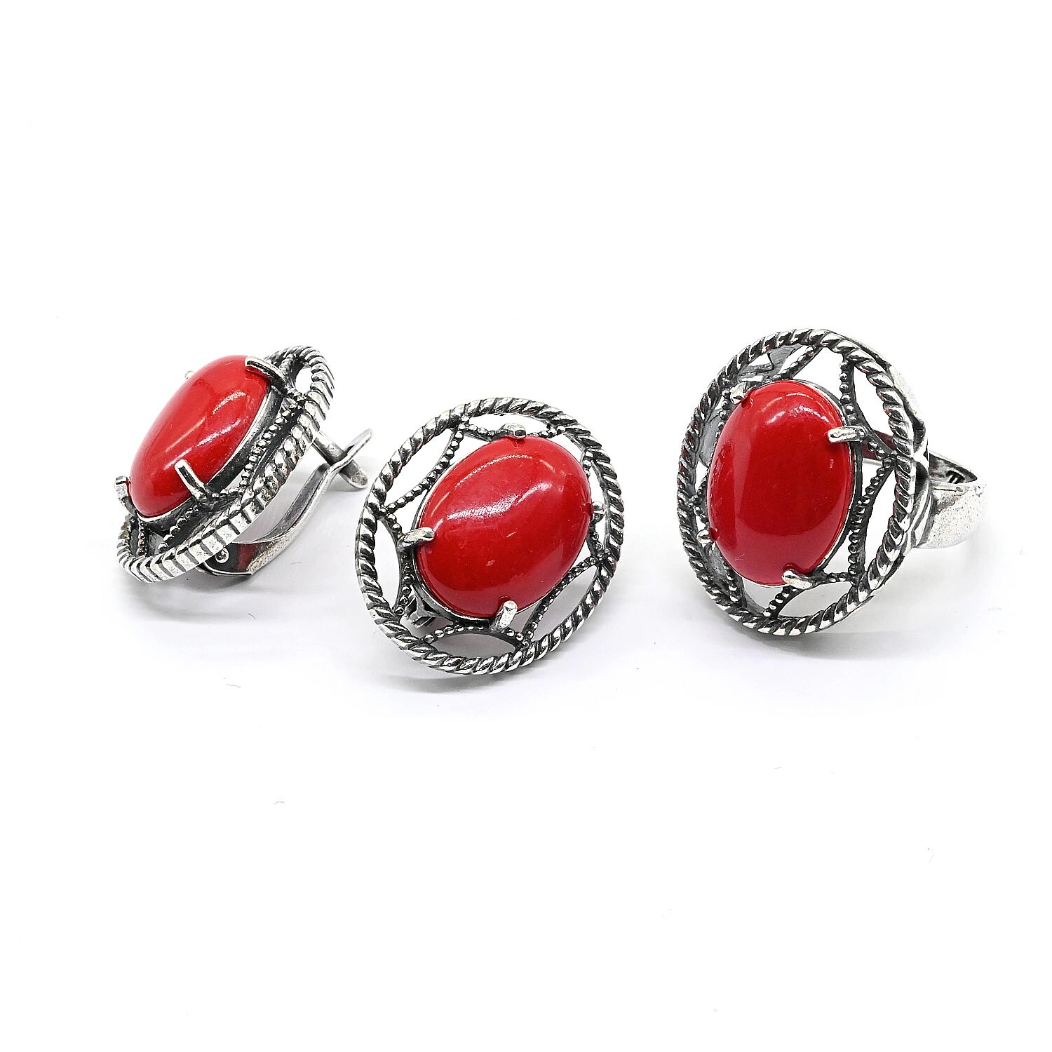 Серьги, коралл