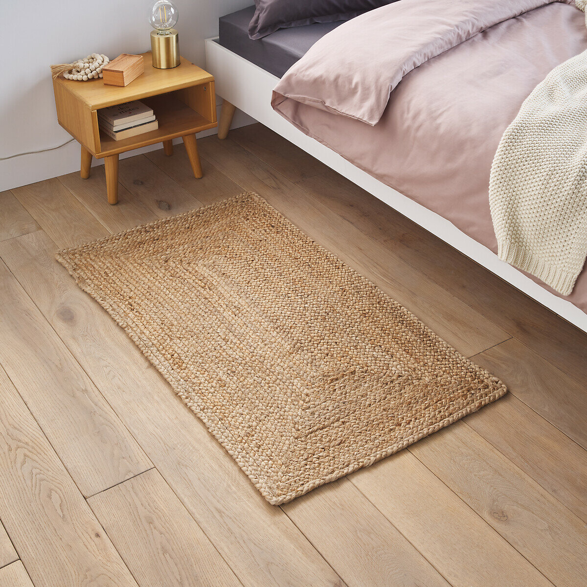 Коврик джутовый толстый 60х110 прикроватный/ в коридор, прямоугольный, натуральный, ручная работа