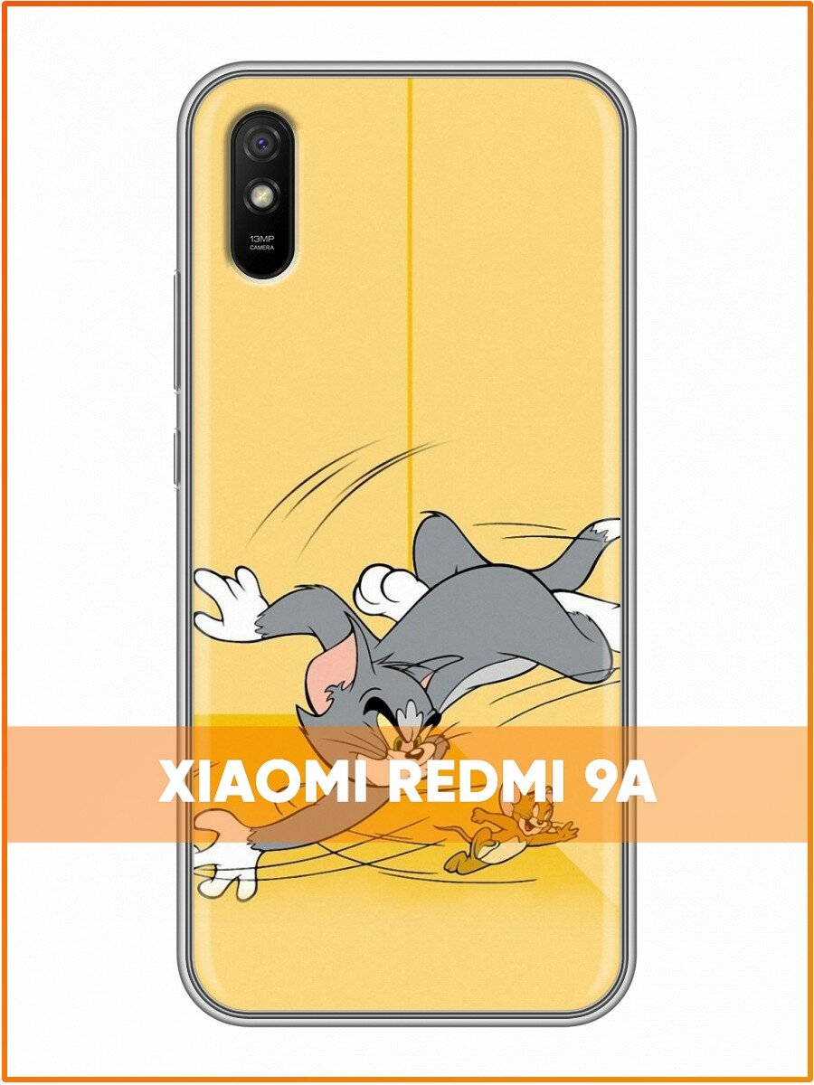 Чехол для Xiaomi RedMi 9A с принтом для мальчиков Том и Джерри погоня (Сяоми Редми 9А)