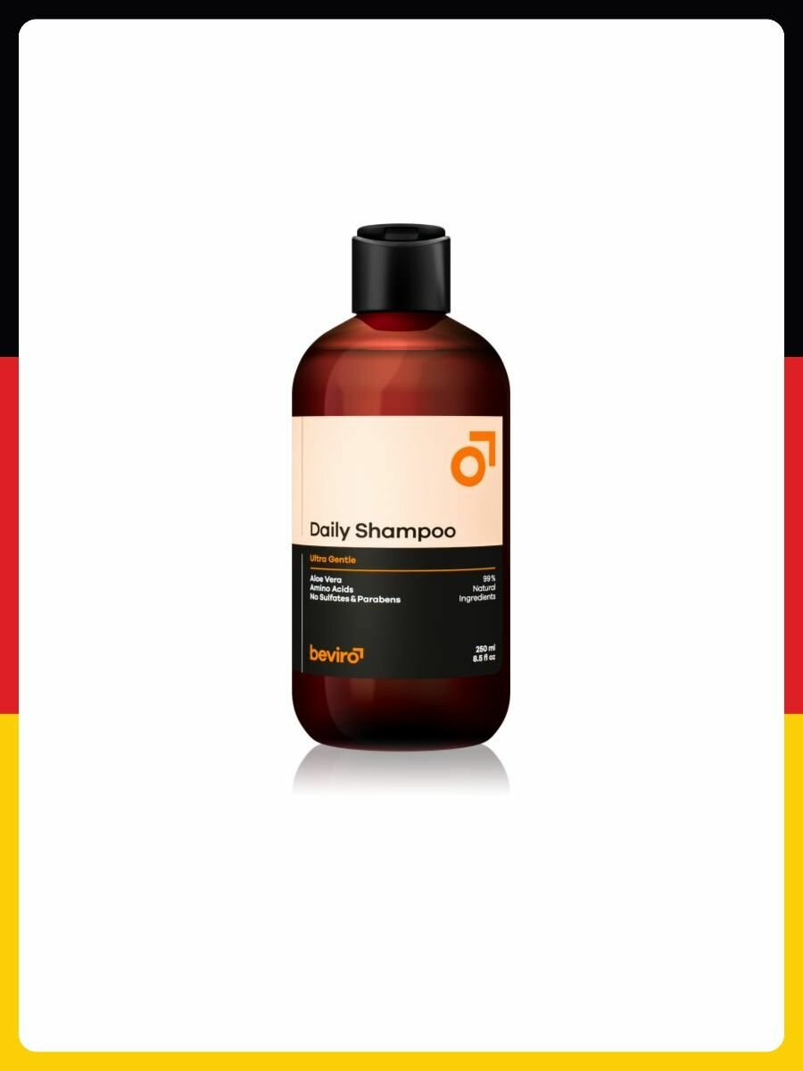 Шампунь для волос Beviro Daily Shampoo Ultra Gentle Shampoo for Men with Aloe Vera, Ultra Gentle, 250 мл