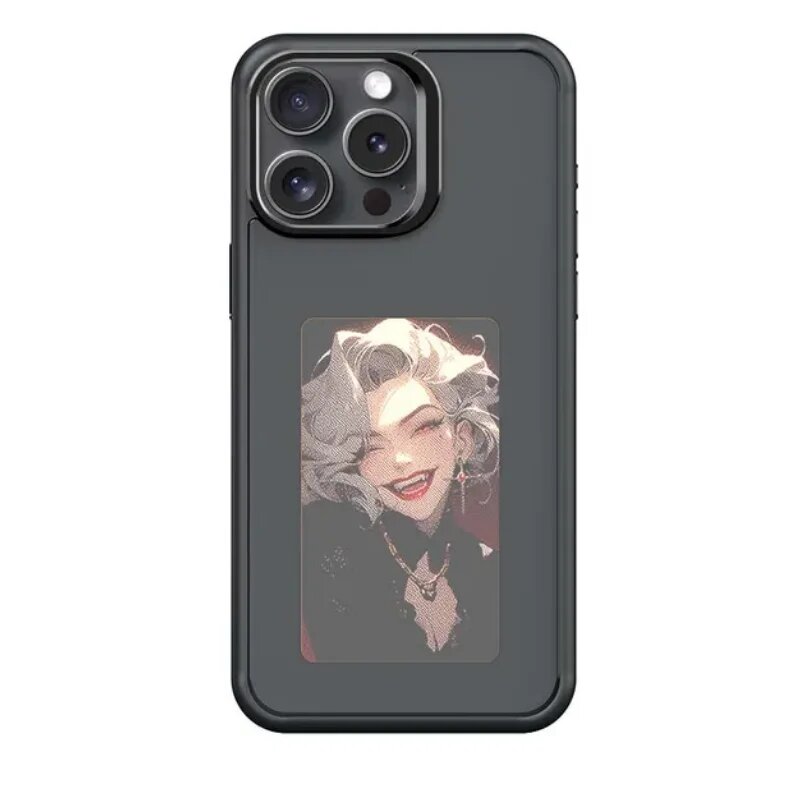 Чехол для телефона с функцией памяти E-Ink NFC для Iphone 16/17 Pro Max, чехол для телефона с зеркальным экраном, без батареи IPhone 16 Plus, black