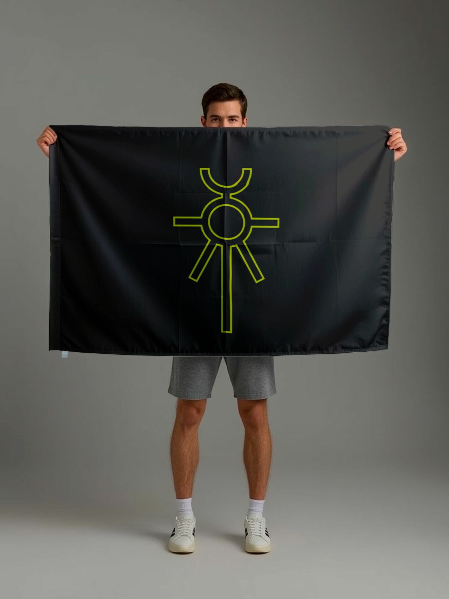 Флаг Некронов из Вархаммер Warhammer 40000, 70х105 см на сетке для флагштока