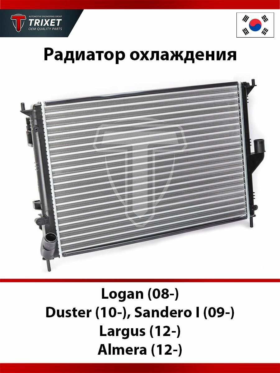 Радиатор охлаждения для автомобилей Лада Largus (12 )/Renault Logan (08 ) MT A/C+