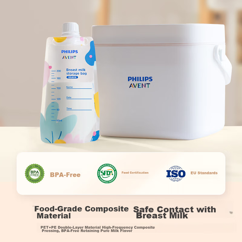 AVENT Philips AVENT Breast Milk Storage Bags, Refrigerated Fresh-Keeping, Portable Breast Milk Storage Bags, Nipple-Style, 30 Pieces