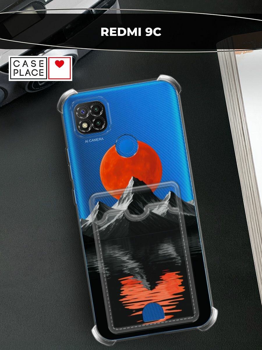 Чехол на Xiaomi Redmi 9C (Сяоми Редми 9C) с картой и принтом Черная гора 3