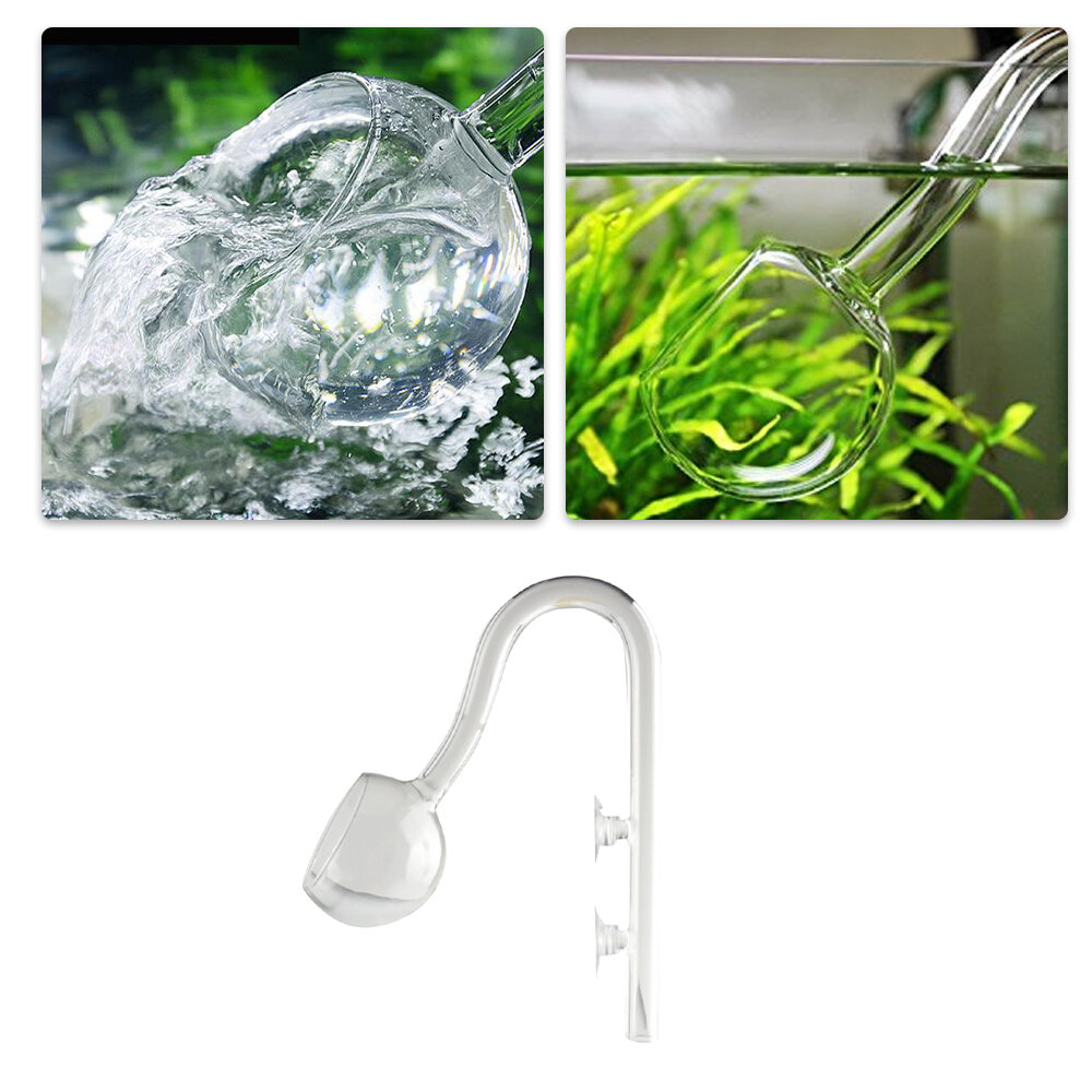 Glass Tube Outflow для растений Аквариумный фильтр Канальный фильтр Выпускной стеклянный трубка Наружный диаметр 17 мм Полукруглая форма Прозрачный Высокий боросиликатный стекло 1 шт Сucktion cup 2 шт